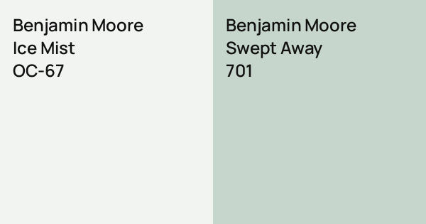 Benjamin Moore Ice Mist vs. Benjamin Moore Swept Away comparison