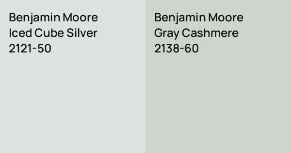 Benjamin Moore Iced Cube Silver vs. Benjamin Moore Gray Cashmere comparison