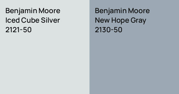 Benjamin Moore Iced Cube Silver vs. Benjamin Moore New Hope Gray comparison