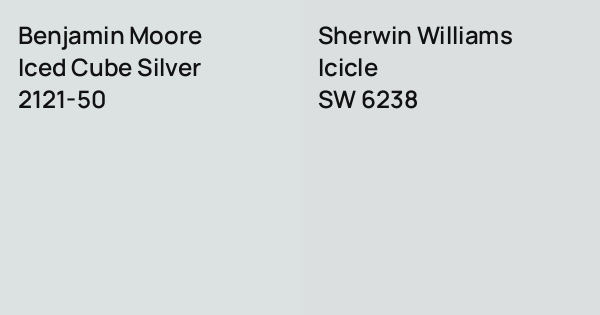 Benjamin Moore Iced Cube Silver vs. Sherwin Williams Icicle comparison