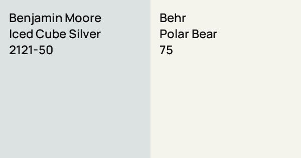 Benjamin Moore Iced Cube Silver vs. Behr Polar Bear comparison