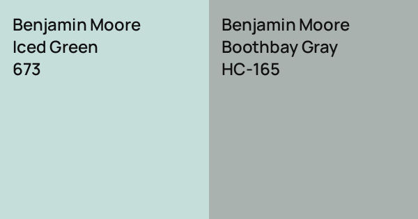 Benjamin Moore Iced Green vs. Benjamin Moore Boothbay Gray comparison
