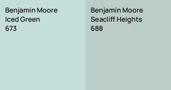 Benjamin Moore Iced Green vs. Benjamin Moore Seacliff Heights comparison