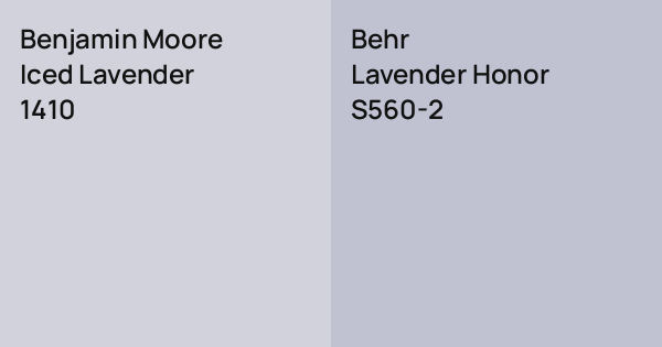 Benjamin Moore Iced Lavender vs. Behr Lavender Honor comparison