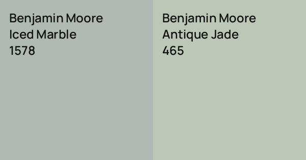Benjamin Moore Iced Marble vs. Benjamin Moore Antique Jade comparison