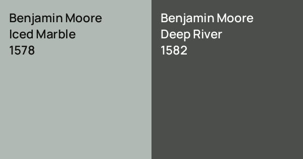 Benjamin Moore Iced Marble vs. Benjamin Moore Deep River comparison