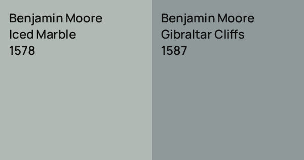 Benjamin Moore Iced Marble vs. Benjamin Moore Gibraltar Cliffs comparison