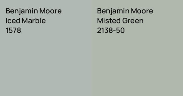 Benjamin Moore Iced Marble vs. Benjamin Moore Misted Green comparison