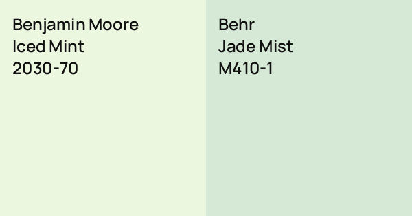 Benjamin Moore Iced Mint vs. Behr Jade Mist comparison