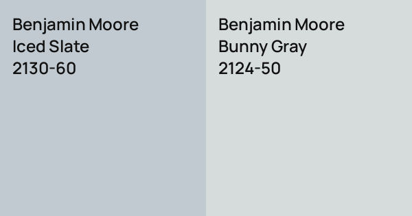 Benjamin Moore Iced Slate vs. Benjamin Moore Bunny Gray comparison