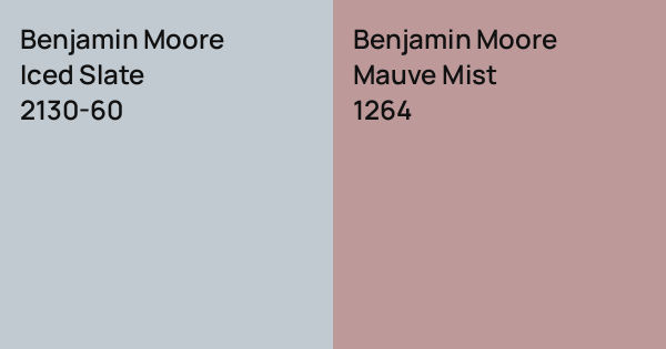 Benjamin Moore Iced Slate vs. Benjamin Moore Mauve Mist comparison