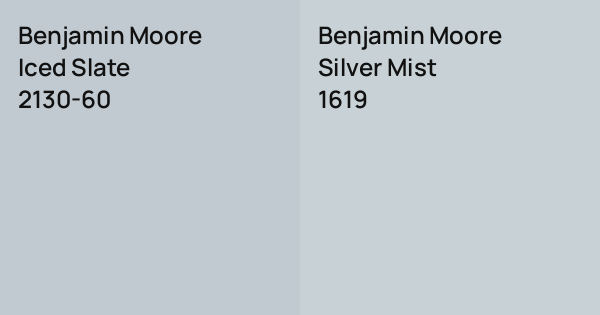 Benjamin Moore Iced Slate vs. Benjamin Moore Silver Mist comparison