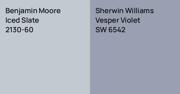 Benjamin Moore Iced Slate vs. Sherwin Williams Vesper Violet comparison