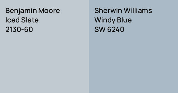 Benjamin Moore Iced Slate vs. Sherwin Williams Windy Blue comparison