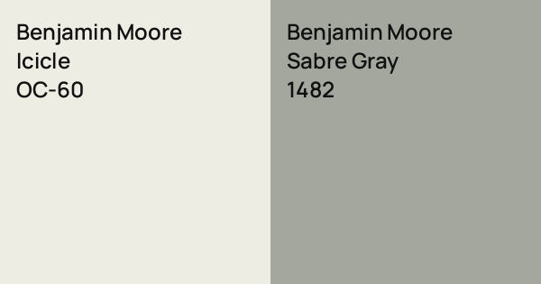 Benjamin Moore Icicle vs. Benjamin Moore Sabre Gray comparison