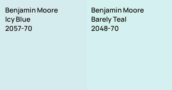 Benjamin Moore Icy Blue vs. Benjamin Moore Barely Teal comparison