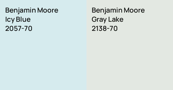 Benjamin Moore Icy Blue vs. Benjamin Moore Gray Lake comparison
