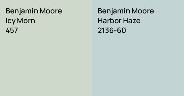 Benjamin Moore Icy Morn vs. Benjamin Moore Harbor Haze comparison