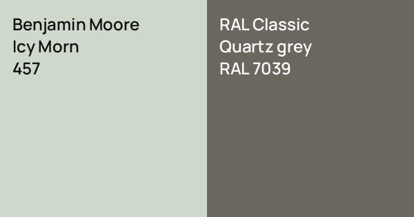 Benjamin Moore Icy Morn vs. RAL Classic Quartz grey comparison