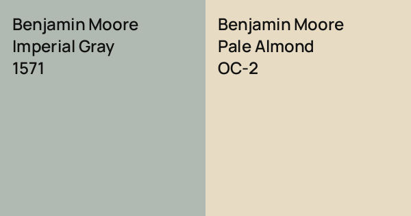 Benjamin Moore Imperial Gray vs. Benjamin Moore Pale Almond comparison