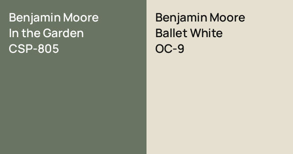 Benjamin Moore In the Garden vs. Benjamin Moore Ballet White comparison