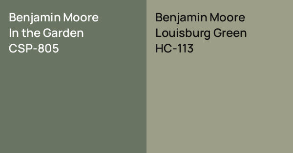 Benjamin Moore In the Garden vs. Benjamin Moore Louisburg Green comparison