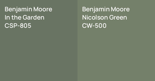 Benjamin Moore In the Garden vs. Benjamin Moore Nicolson Green comparison