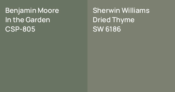 Benjamin Moore In the Garden vs. Sherwin Williams Dried Thyme comparison