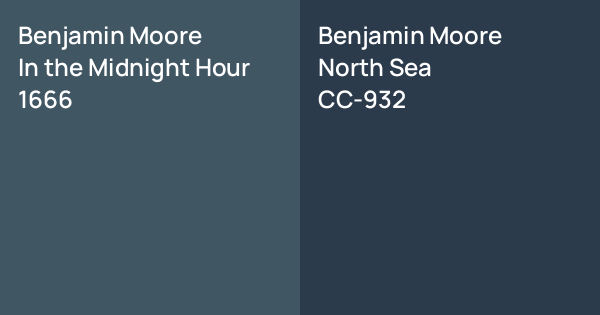 Benjamin Moore In the Midnight Hour vs. Benjamin Moore North Sea comparison