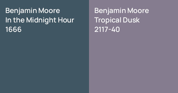Benjamin Moore In the Midnight Hour vs. Benjamin Moore Tropical Dusk ...