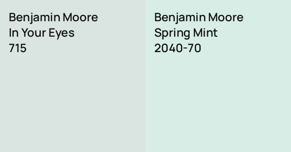 Benjamin Moore In Your Eyes vs. Benjamin Moore Spring Mint comparison