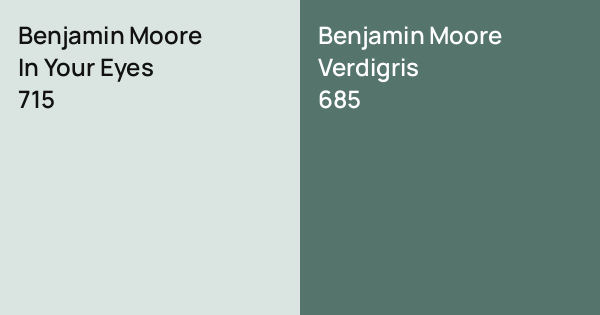 Benjamin Moore In Your Eyes vs. Benjamin Moore Verdigris comparison
