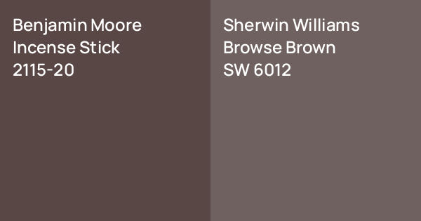 Benjamin Moore Incense Stick vs. Sherwin Williams Browse Brown comparison