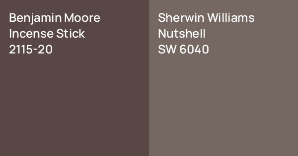 Benjamin Moore Incense Stick vs. Sherwin Williams Nutshell comparison