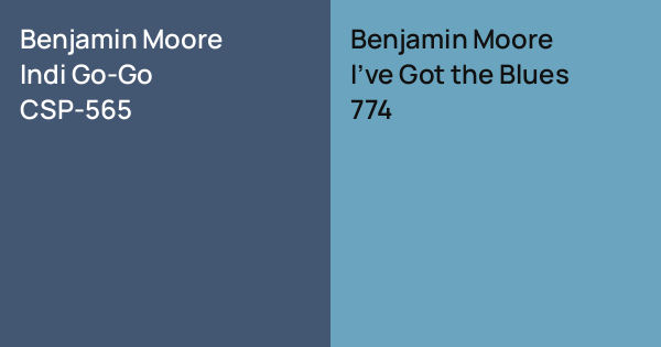 Benjamin Moore Indi Go-Go vs. Benjamin Moore I've Got the Blues comparison
