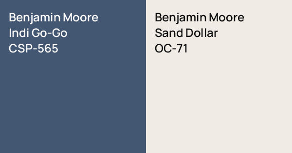 Benjamin Moore Indi Go-Go vs. Benjamin Moore Sand Dollar comparison