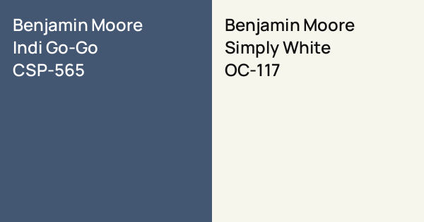 Benjamin Moore Indi Go-Go vs. Benjamin Moore Simply White comparison