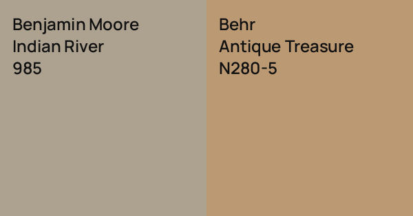 Benjamin Moore Indian River vs. Behr Antique Treasure comparison