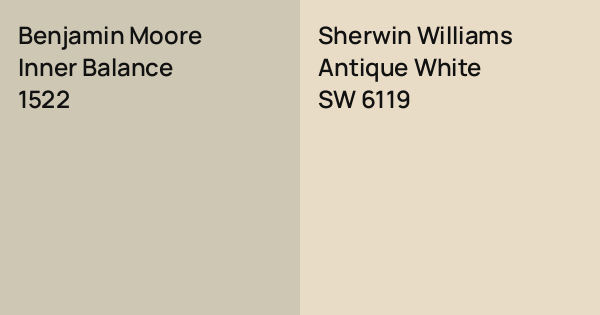 Benjamin Moore Inner Balance vs. Sherwin Williams Antique White comparison