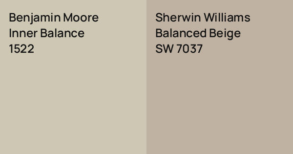 Benjamin Moore Inner Balance vs. Sherwin Williams Balanced Beige comparison
