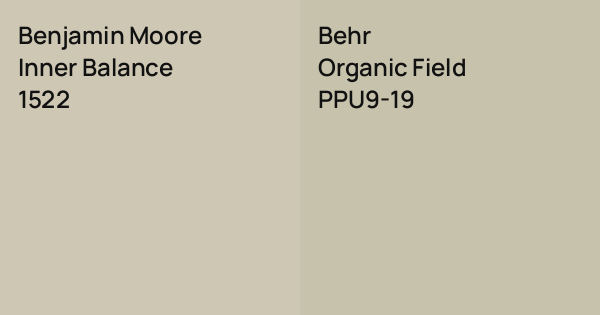 Benjamin Moore Inner Balance vs. Behr Organic Field comparison