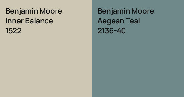 Benjamin Moore Inner Balance vs. Benjamin Moore Aegean Teal comparison