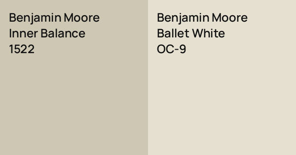 Benjamin Moore Inner Balance vs. Benjamin Moore Ballet White comparison