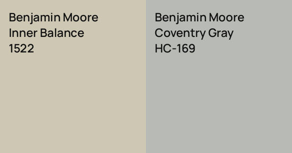 Benjamin Moore Inner Balance vs. Benjamin Moore Coventry Gray comparison