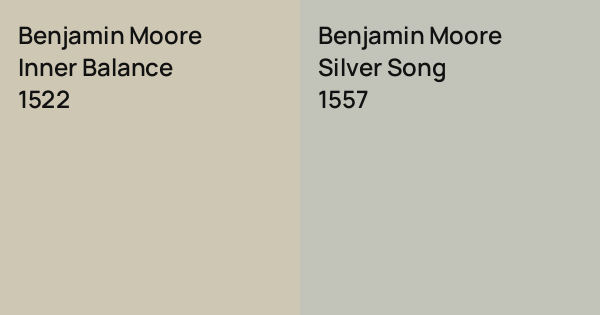 Benjamin Moore Inner Balance vs. Benjamin Moore Silver Song comparison