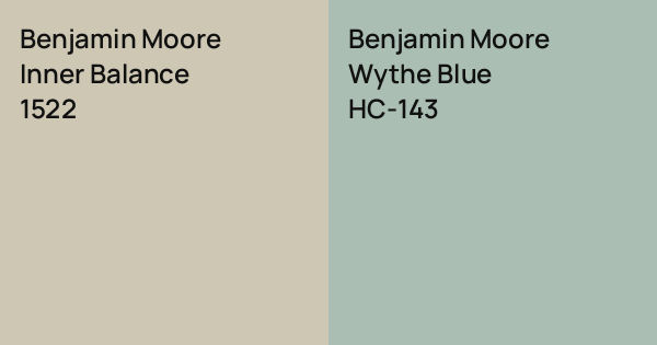 Benjamin Moore Inner Balance vs. Benjamin Moore Wythe Blue comparison