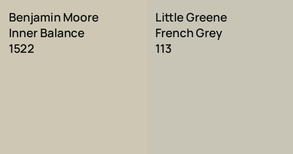 Benjamin Moore Inner Balance vs. Little Greene French Grey comparison