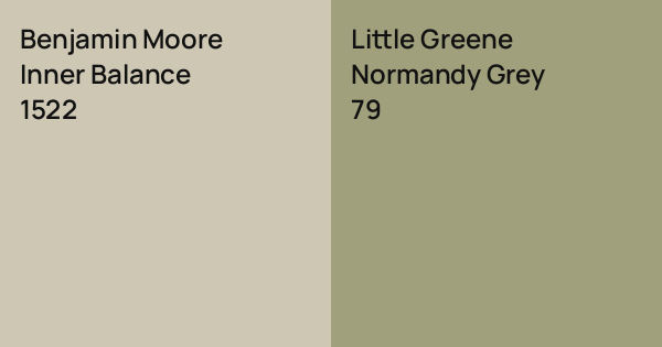 Benjamin Moore Inner Balance vs. Little Greene Normandy Grey comparison