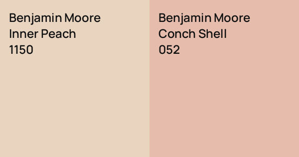 Benjamin Moore Inner Peach vs. Benjamin Moore Conch Shell comparison