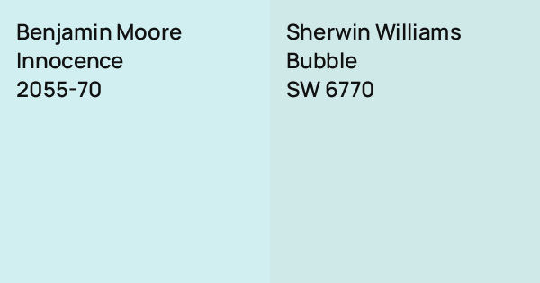 Benjamin Moore Innocence vs. Sherwin Williams Bubble comparison